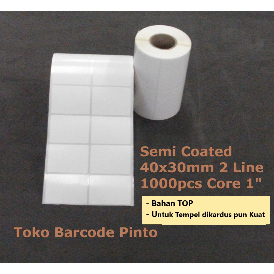 Jual Semi Coated TOP 40x30mm 2Line 1000pcs Gap 2mm Core 1 Inchi / Label ...