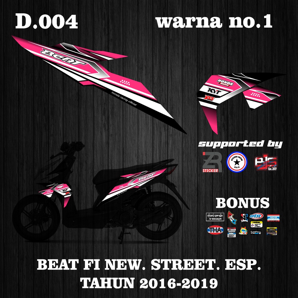 Jual Stiker striping variasi beat fi new street esp tahun 2016-2019 race sticker kode d004 ...