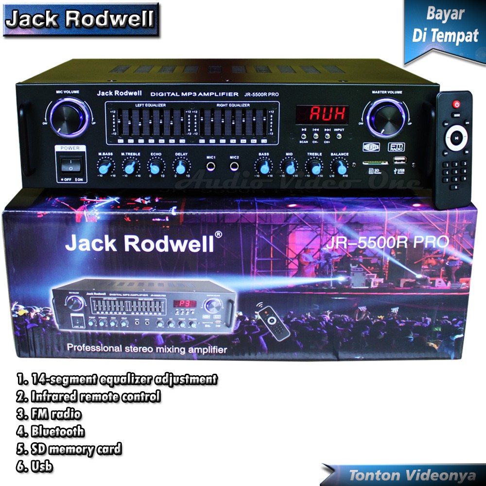Jual Amplifier Bluetooth Jack Rodwell JR-5500 PRO Plus Remote 14 Segment Equalizer Original ...