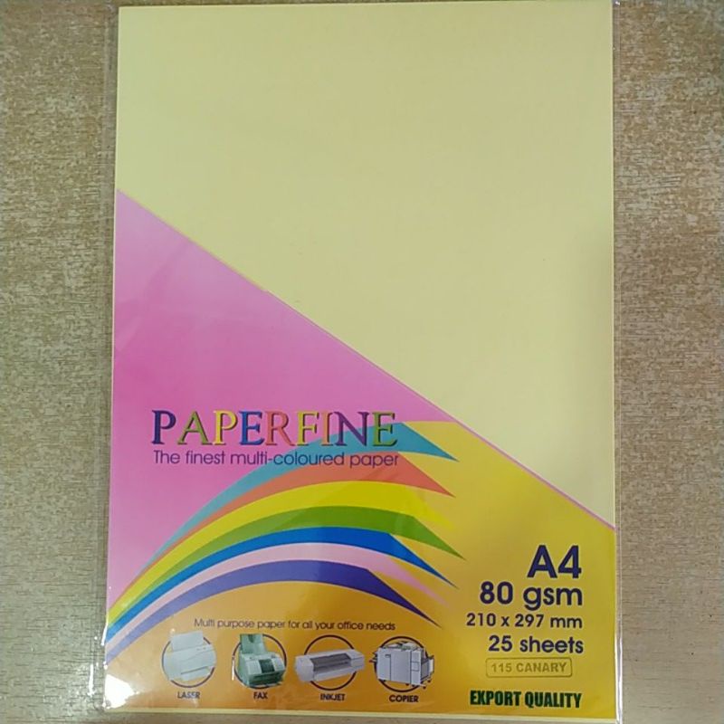 Jual Paperfine A4 80 Gram 25 sheet - Kertas Hvs Warna | Shopee Indonesia