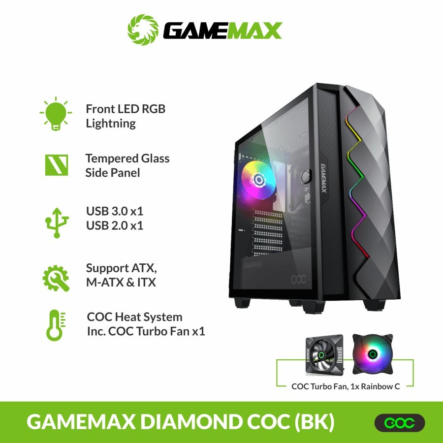 Jual Casing Gamemax Diamond COC With COC Turbo Fan - Black | Shopee ...