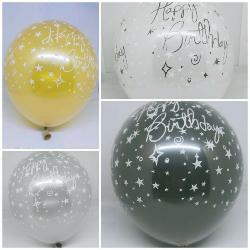 Jual BALON LATEX DOUBLE BINTANG TRANSPARAN + BALON LATEX HBD 12 INCH ...