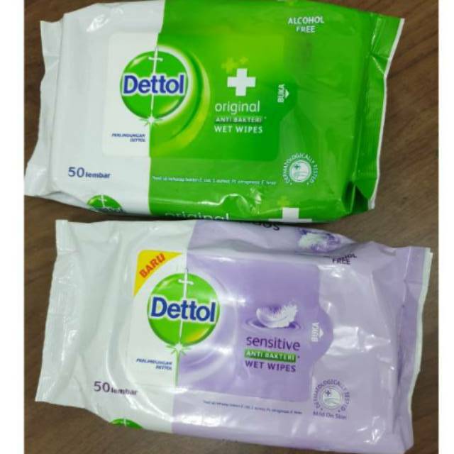 Jual Dettol wet wipes ORIGINAL / SENSITIVE tisue basah 50 sheets ...