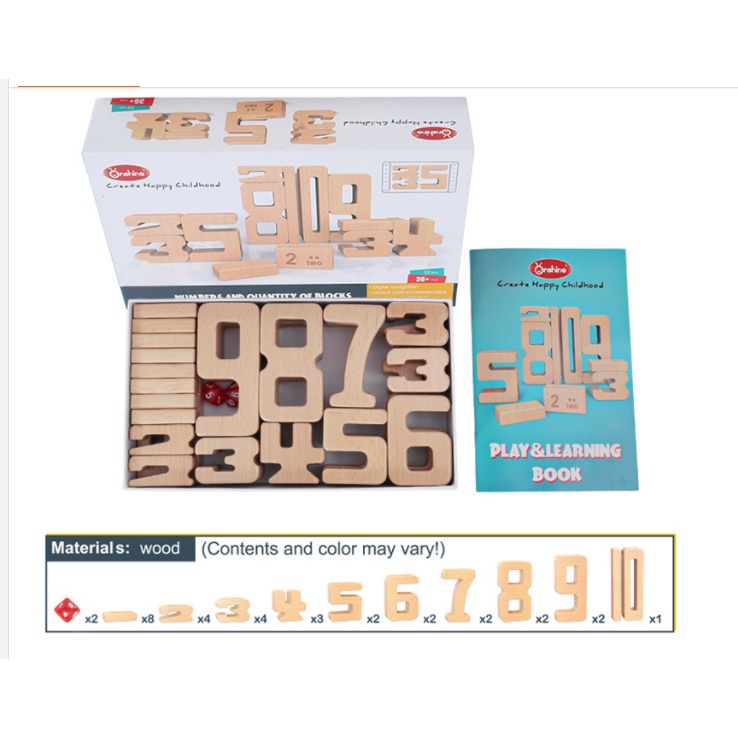 Jual Onshine Wooden Number Block mainan edukasi balok angka matematika ...