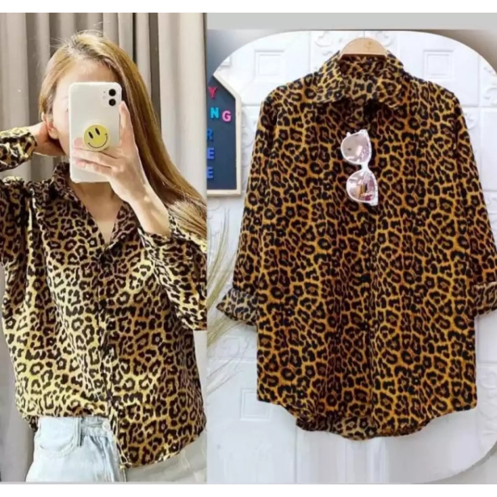 Jual KEMEJA MOTIF LEOPARD JUMBO M XL XXL 3XL 4XL LD SAMPAI 120CM BAHAN ...