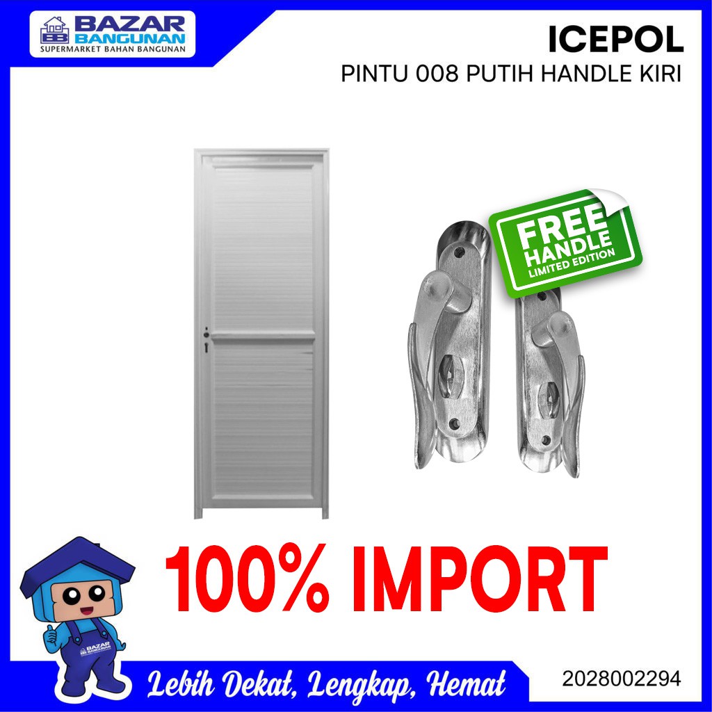 Jual Icepol - Pintu Kamar Mandi Wc 008 White Aluminium Handle Kiri ...