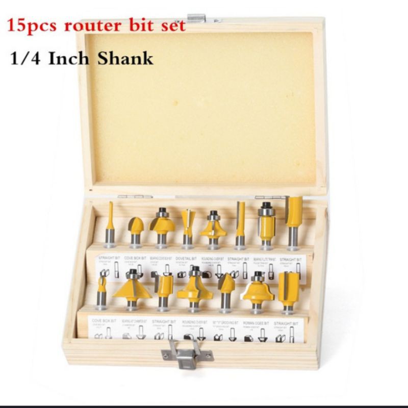 Jual MATA PROFIL 15pcs 1/4inch - Router Bit Set | Shopee Indonesia