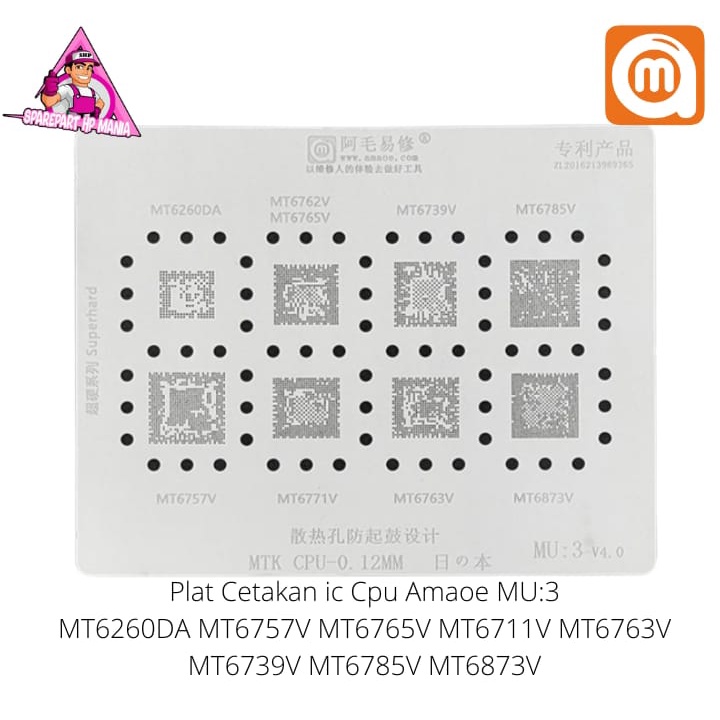 Jual PLAT CETAKAN IC BGA AMAOE MU3 MT6771V MT6757V MT6765V MT6762V MU 3 ORIGINAL | Shopee Indonesia