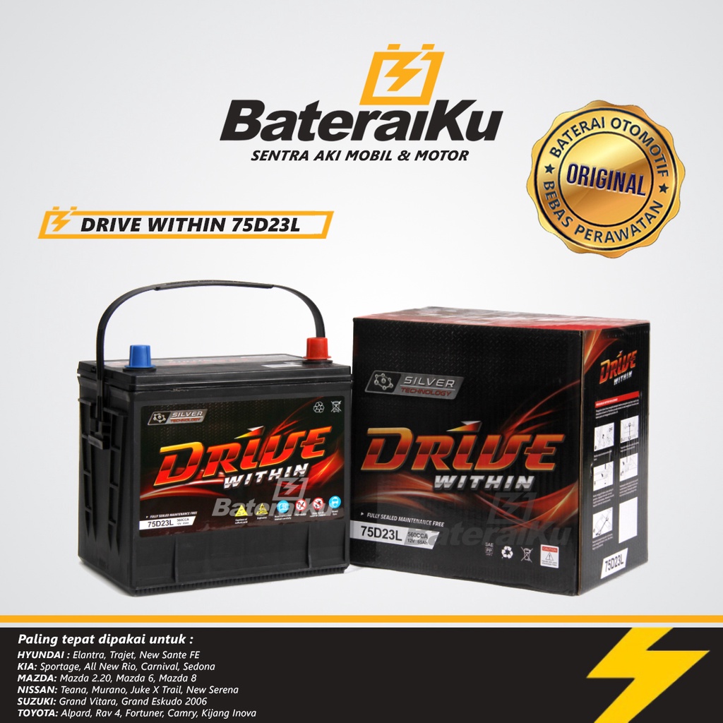 Jual Aki Drive Within 75D23L Aki Kering Aki Mobil Juke, Xtrail, Grand ...