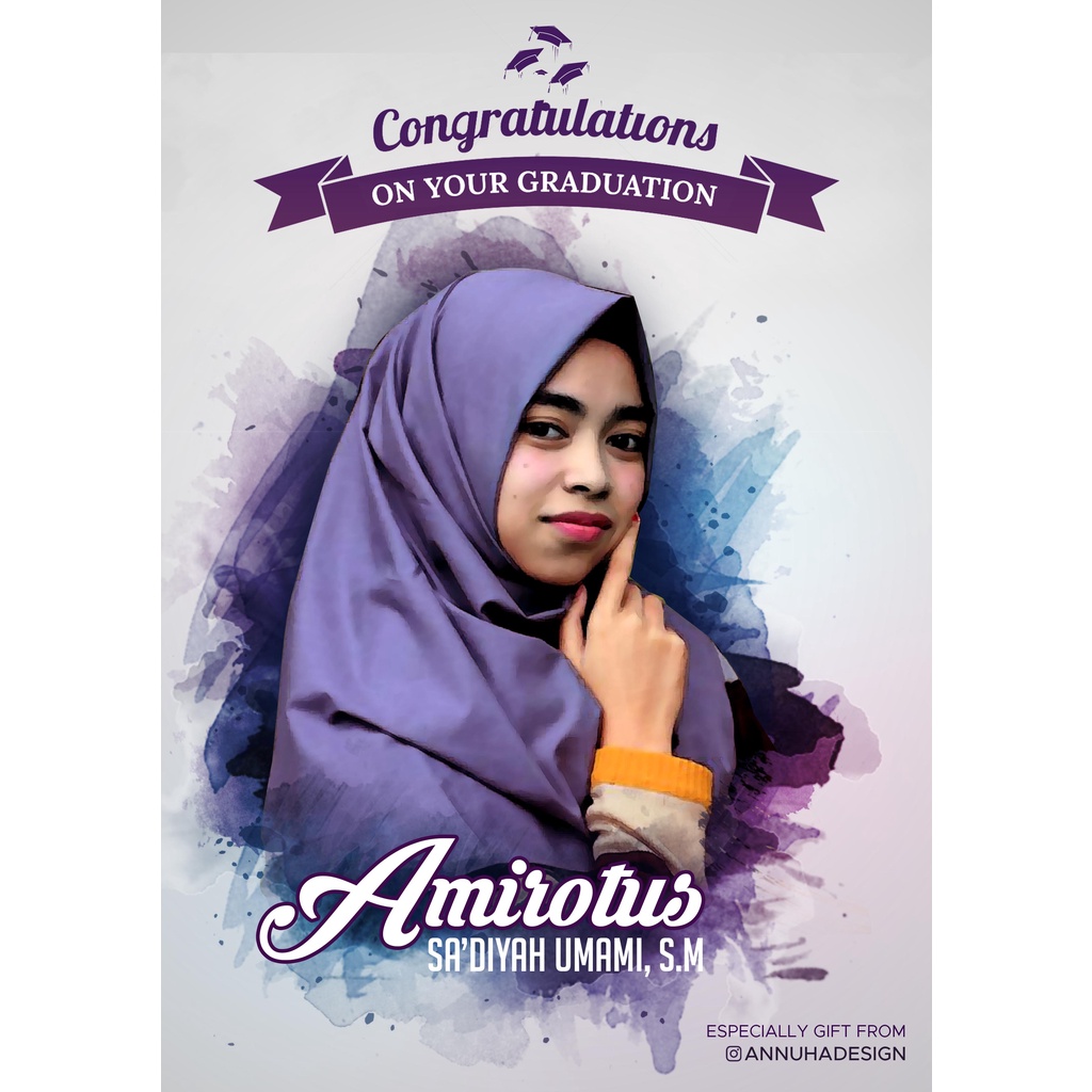 Jual Jasa Desain Kado Wisuda | Ink Watercolor | Poster Wisuda | Kado ...