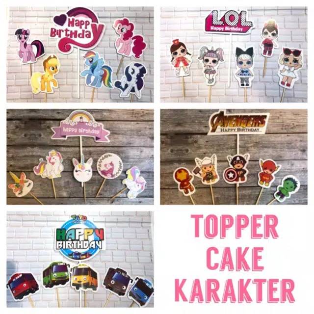 Jual TOPPER CAKE KARAKTER L0L UNICORN PONY AVENGERS TAY0 TOPPER TART ...