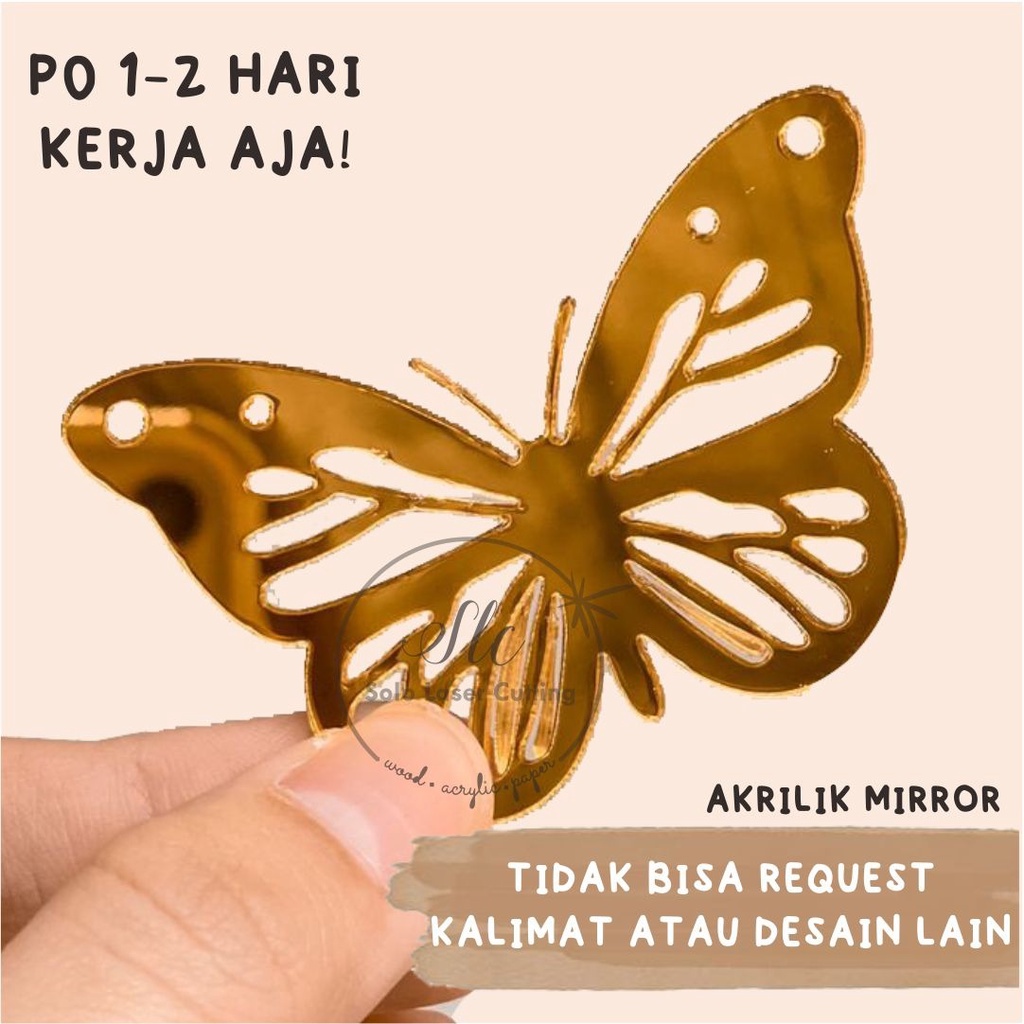 Jual Kupu Kupu 01 dari bahan Akrilik Gold Dekorasi Mahar dekorasi mahar ...