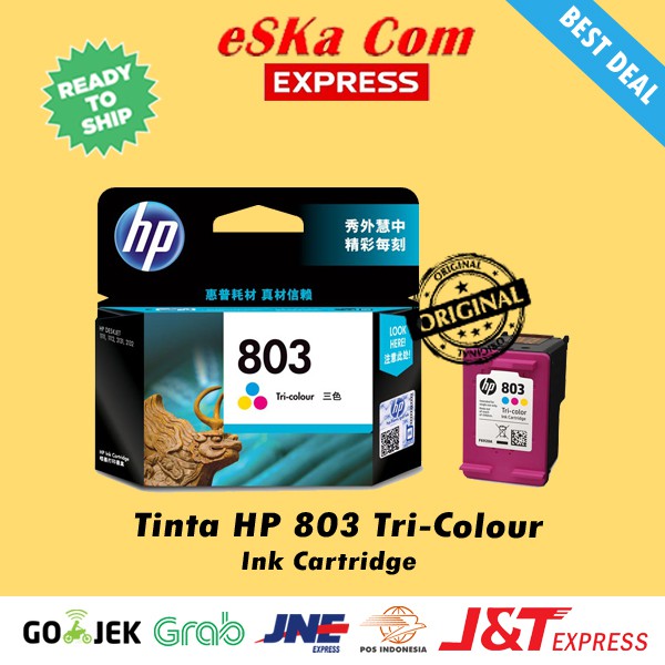 Jual Tinta HP 803 Tri-color Original Ink Cartridge (F6V20AA) Original ...