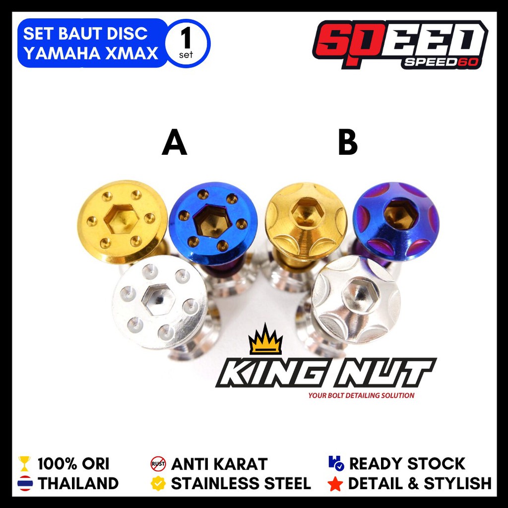 Jual Baut Disc Piringan Cakram Yamaha Xmax Baut Probolt Thailand Stainless Steel King Nut ...