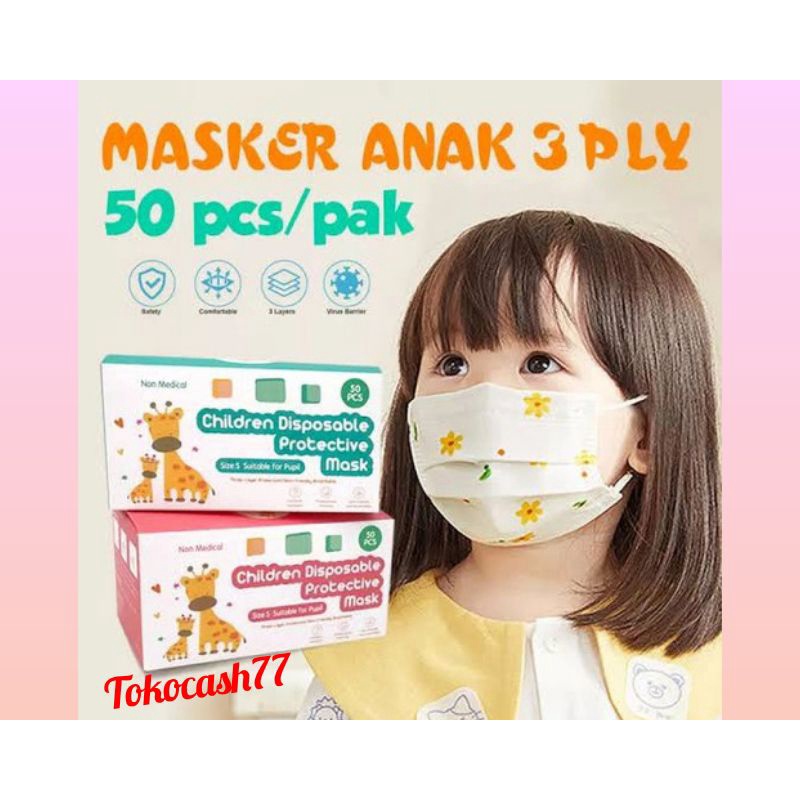 Jual MASKER EARLOOP ANAK 3PLY MOTIF UNIVERSAL CEWEK COWOK ISI 50PCS ...