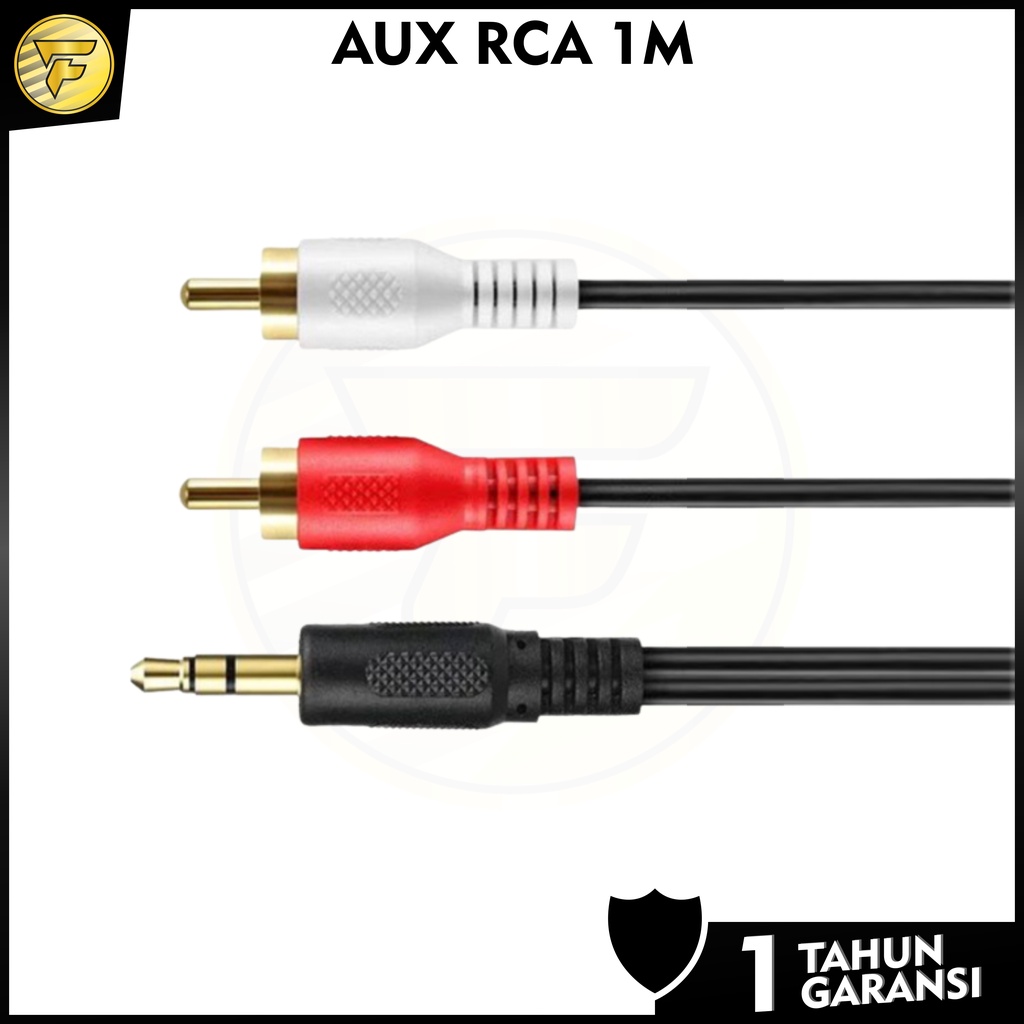 Jual Kabel Audio aux 2 in 1 Jack 3.5mm to RCA hitam 1meter | Shopee ...