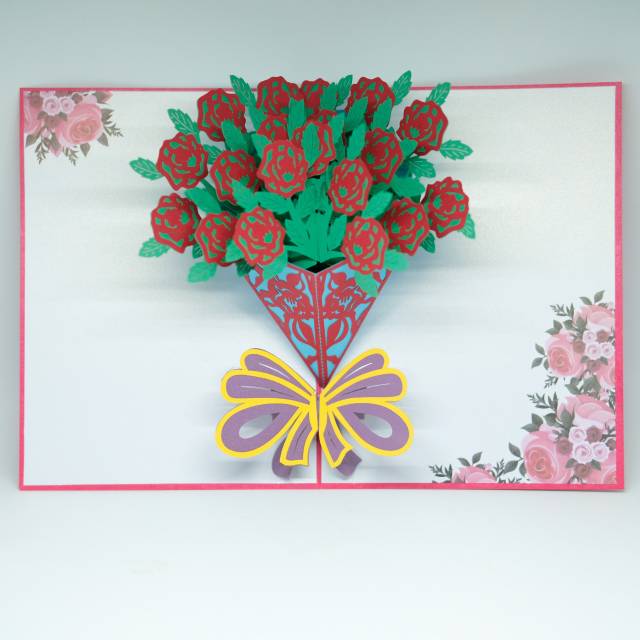 Jual Pop Up Card Buket Bunga 3D- Flower Bouquet Kartu Ucapan Unik ...