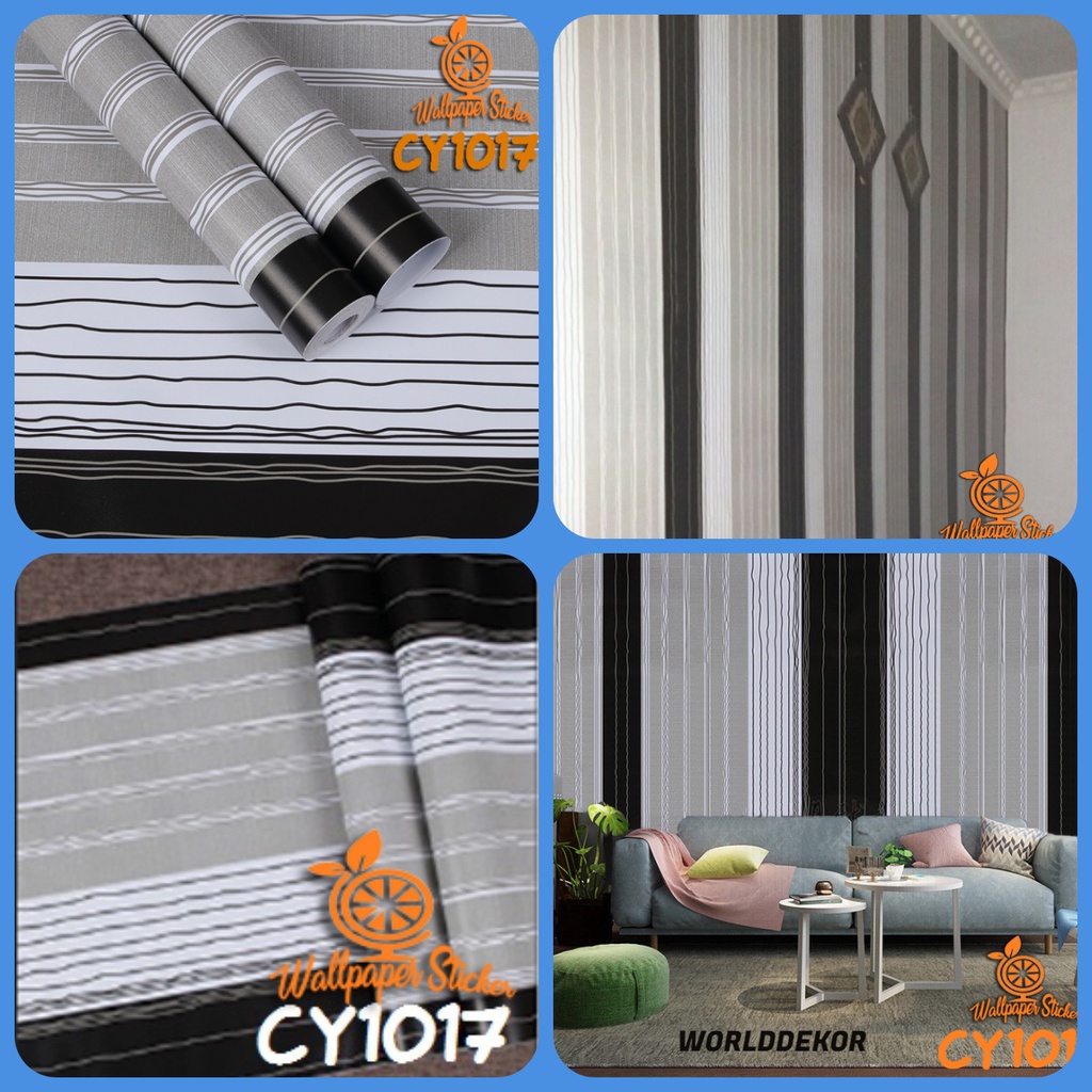 Jual Wallstiker ruang tamu Stiker dinding 45cm x 8m Motif Salur CY1017 Wallpaper dinding ...