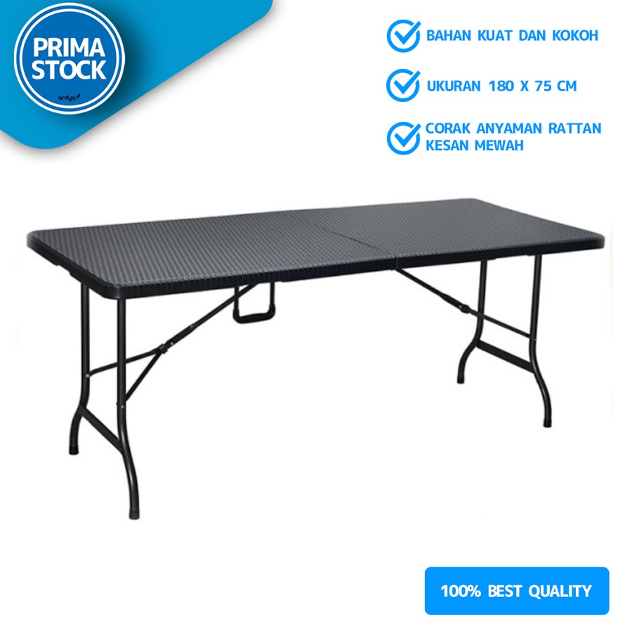 Jual MEJA MAKAN LIPAT BAGI 2 FOLDING TABLE 180 X75 CM PORTABLE ANYAM RATTAN | Shopee Indonesia