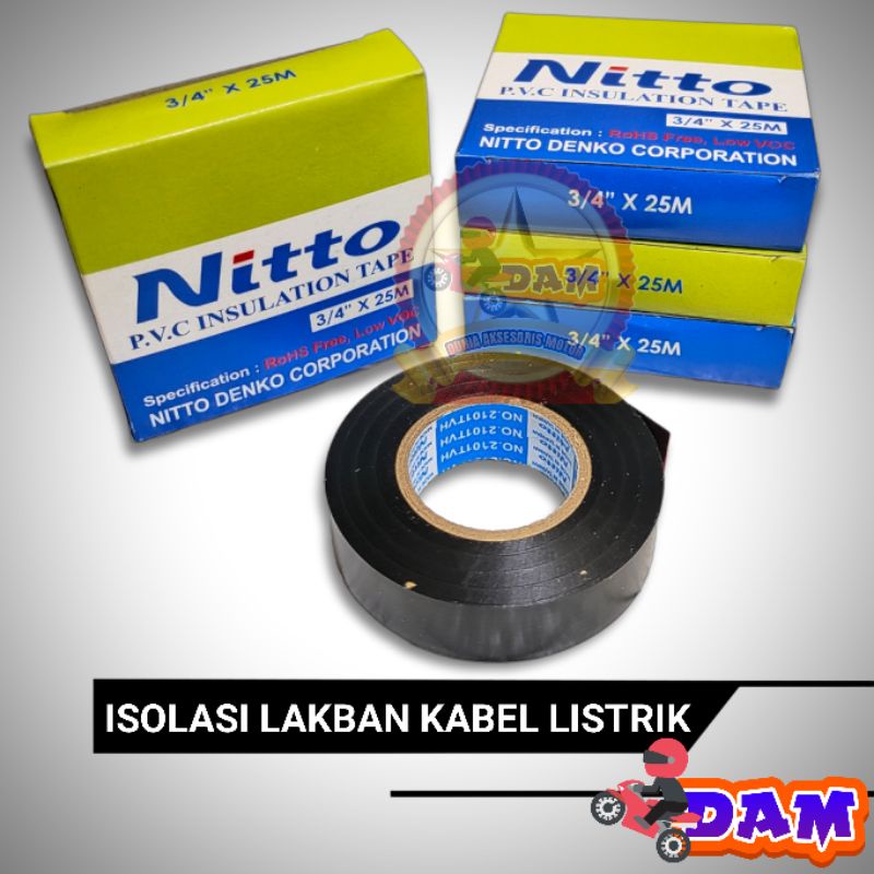 Jual Isolasi lakban isolatip kabel listrik kabelan listrik nitto 3/4 x ...