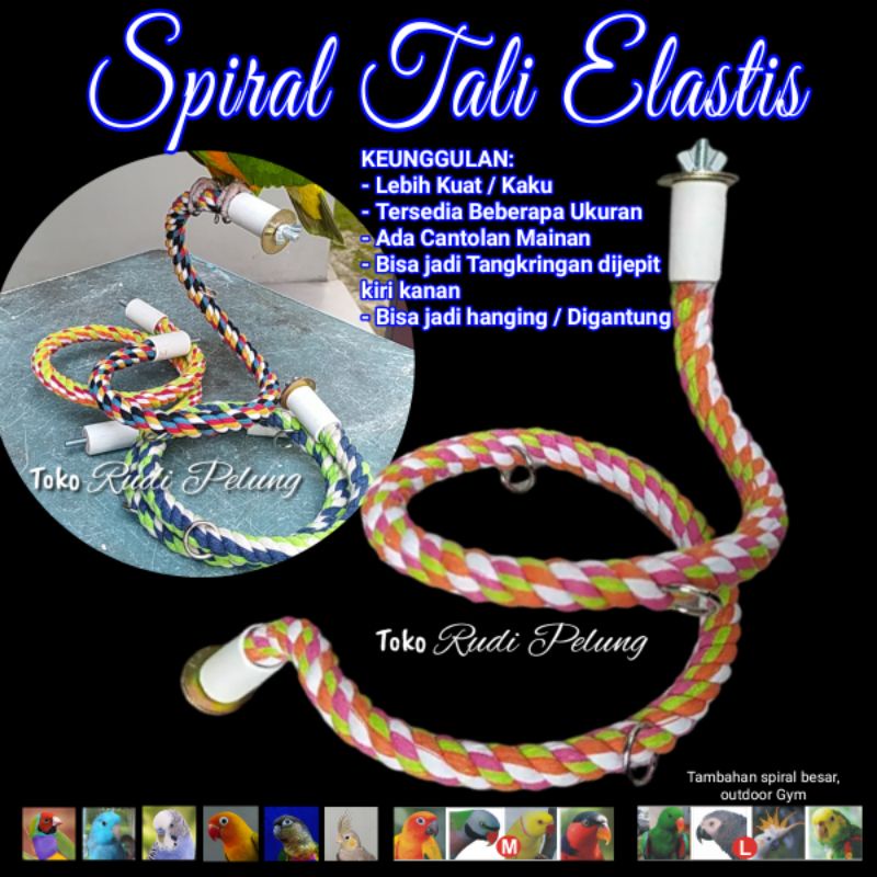 Jual Tali Elastis Spiral tangkringan burung parrot Rope boing | Shopee ...