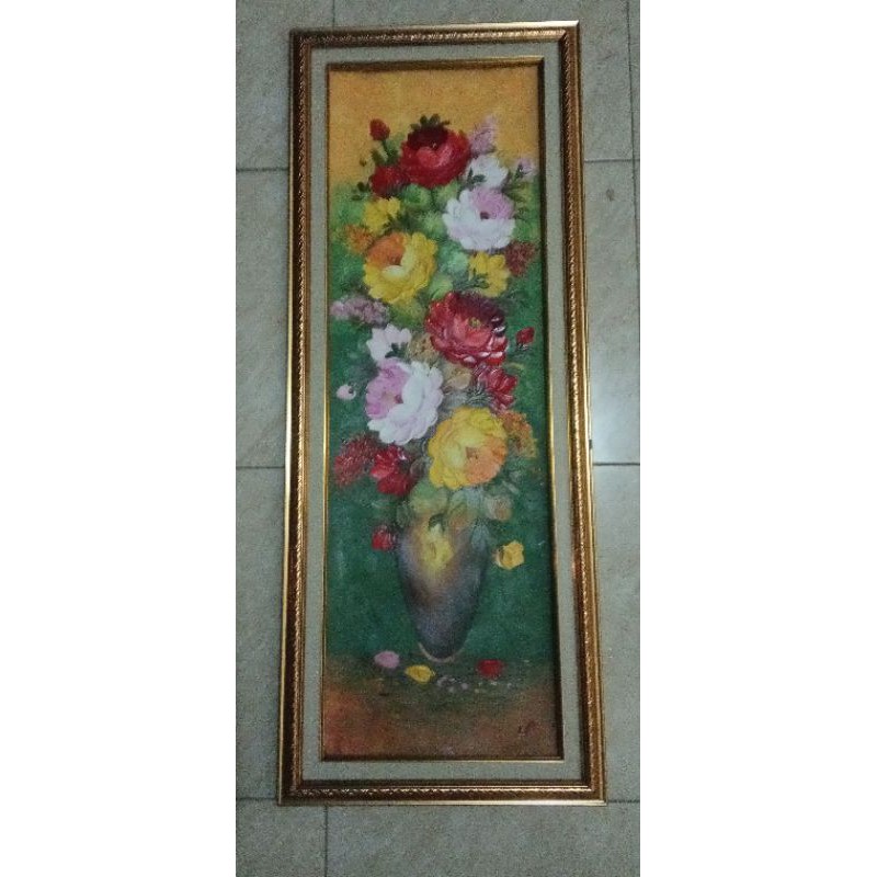 Jual Lukisan Bunga Rose palet timbul + Bingkai pigura (ukuran 90cm x ...