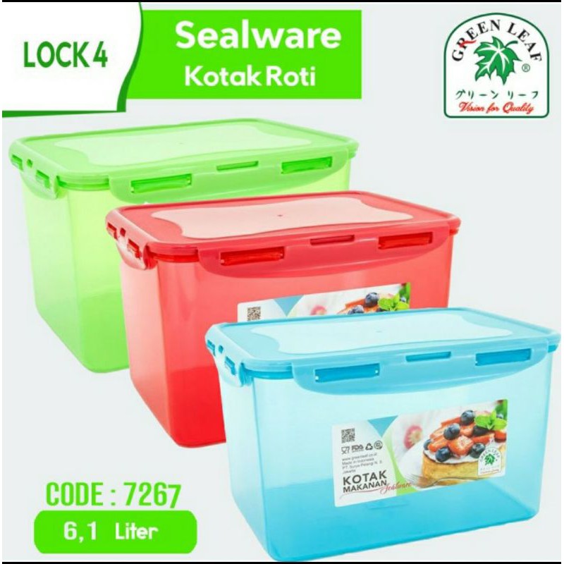Jual Kotak Makan Sealware 6 Liter Green Leaf 7267 Box Container Tempat ...