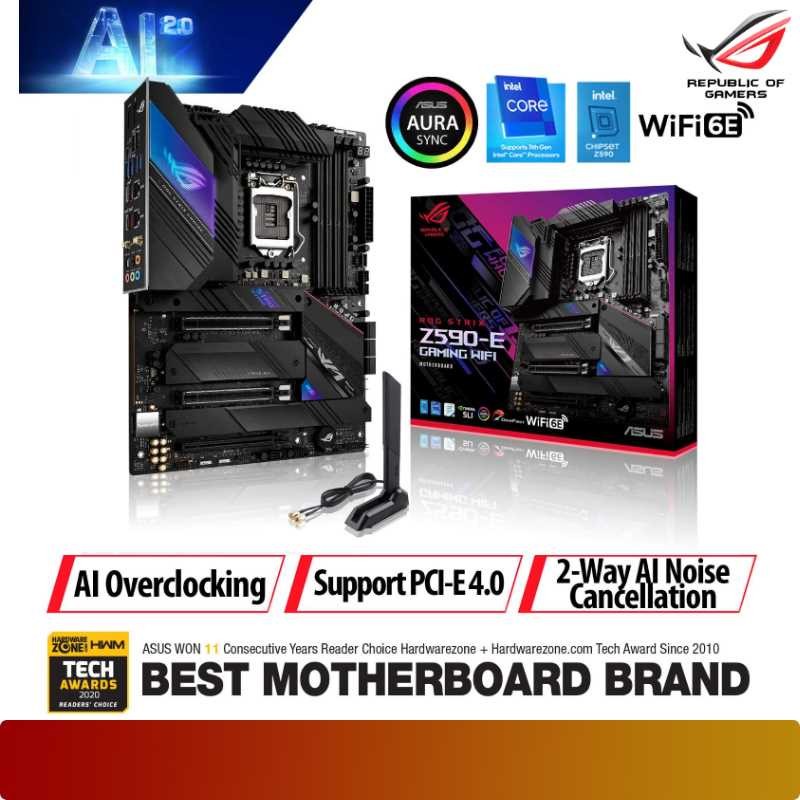 Jual ASUS ROG STRIX Z590-E GAMING WIFI (LGA1200, Z490, DDR4, USB3.2, SATA3) | Shopee Indonesia