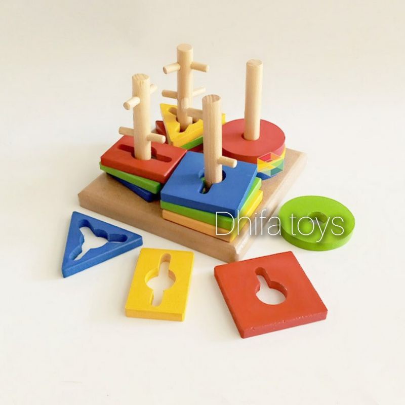 Jual Mainan edukasi anak/Mainan kayu-Mainan murah Balok menara kunci ...