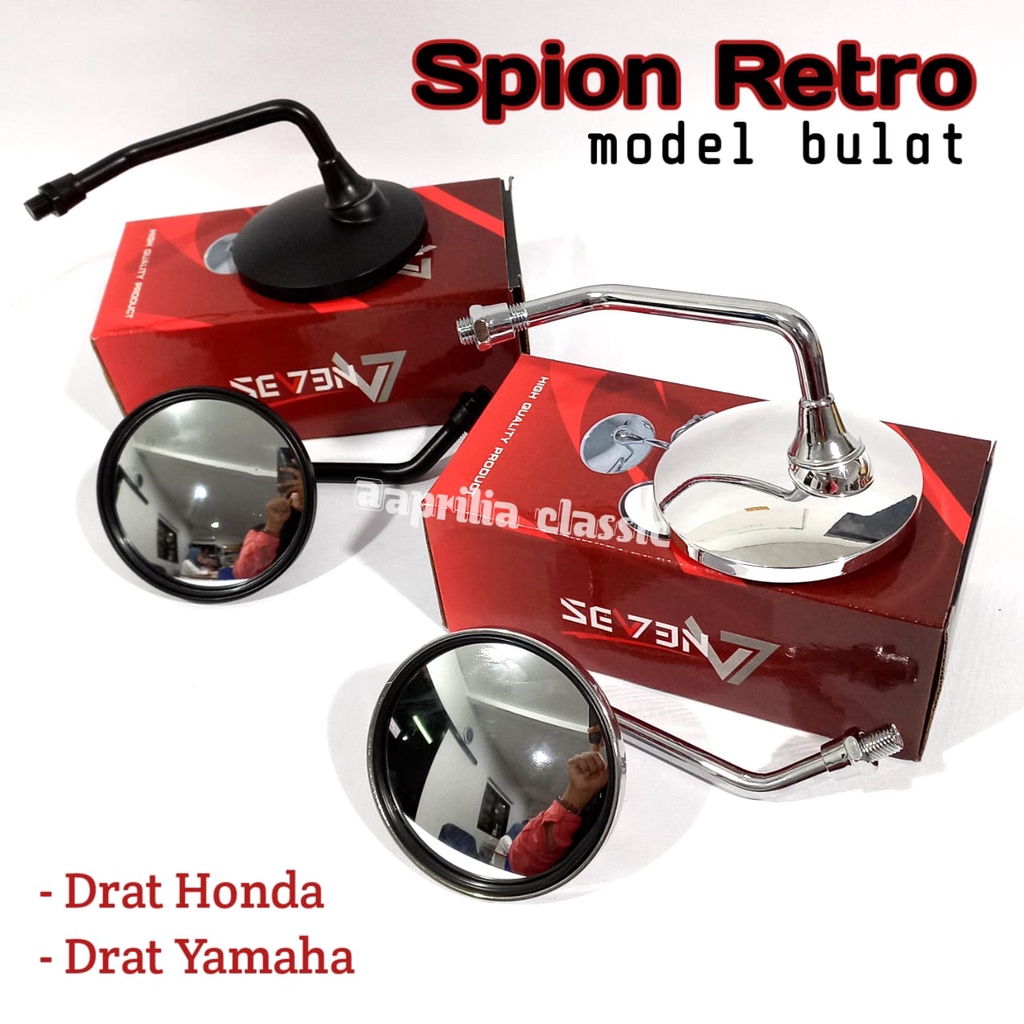 Jual SPION RETRO BULAT HONDA YMH VESPA SEPION RETRO KACA PUTIH CEMBUNG SEVEN | Shopee Indonesia