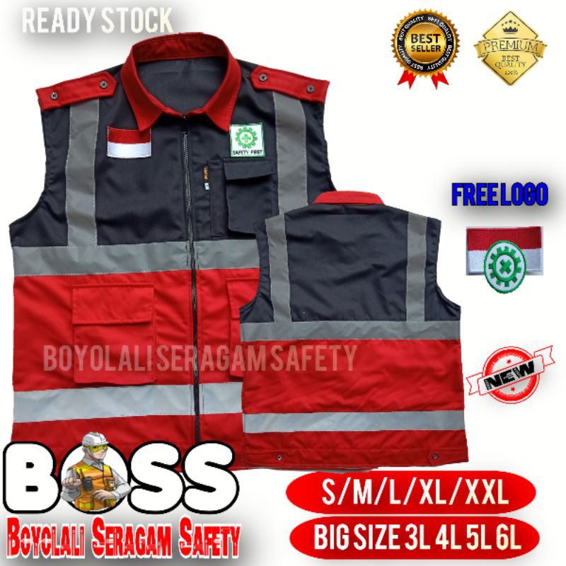 Jual ROMPI SAFETY PROYEK KOMBINASI MERAH HITAM MERK BOSS ORIGINAL ...