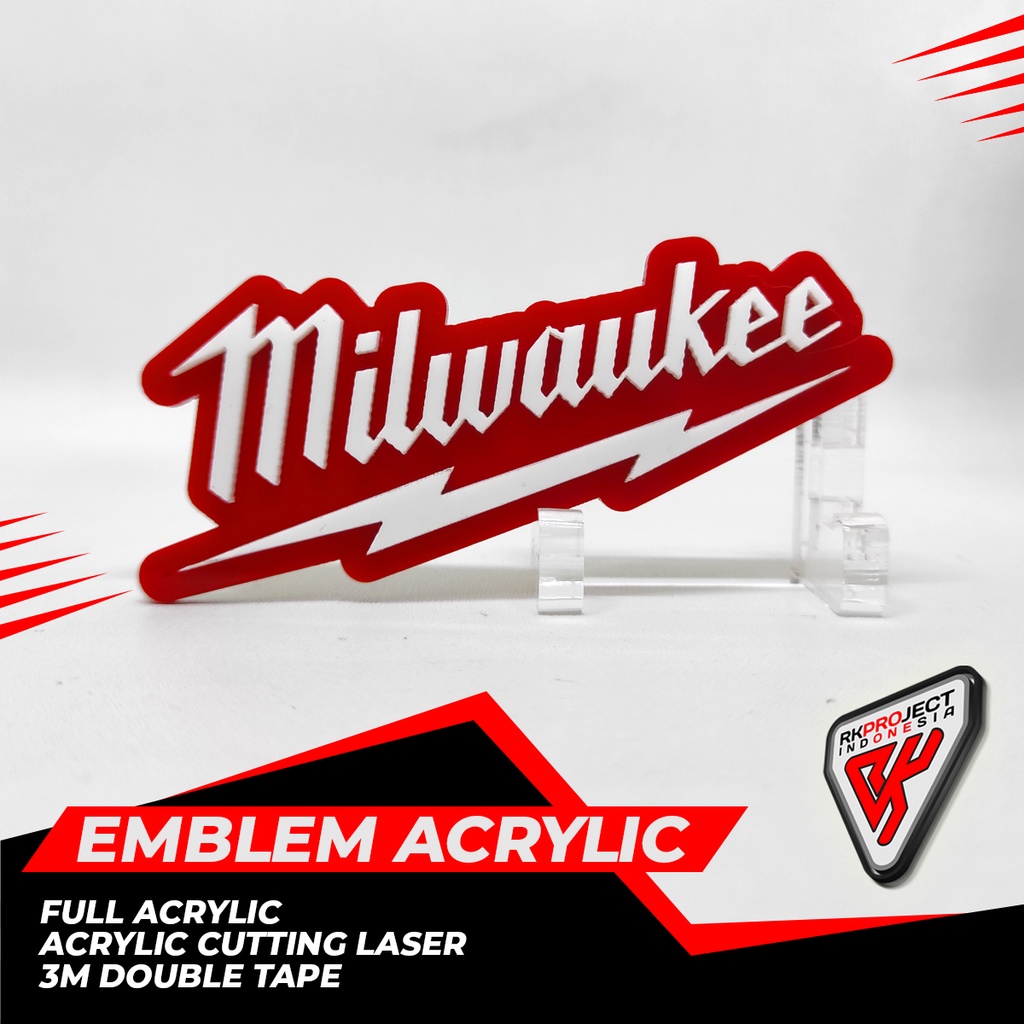 Jual Emblem Timbul MILWAUKEE Sticker Akrilik Acrylic Full Solid ...