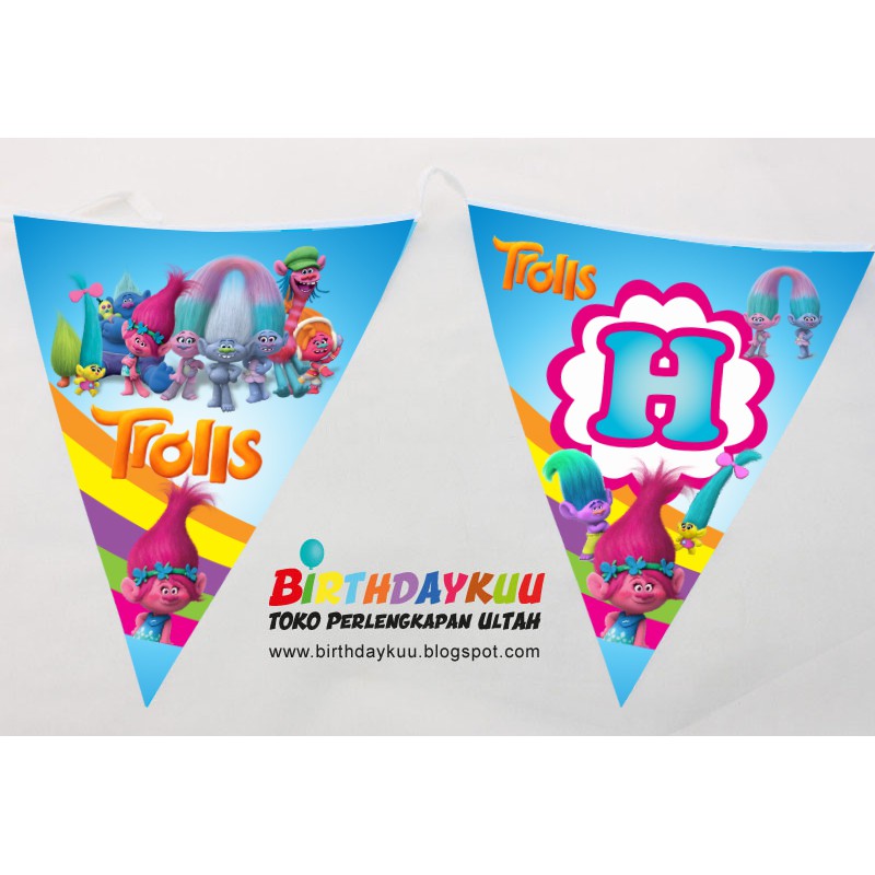 Jual Bendera/Bunting Flag Trolls Perlengkapan Ulang Tahun | Shopee ...