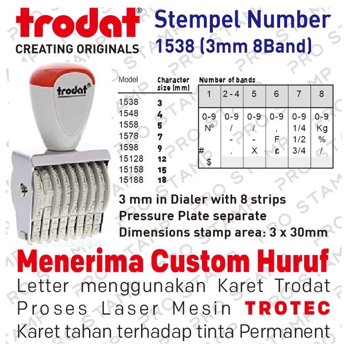 Jual Stempel Angka Manual 8 Digit 3mm Trodat 1538 | Shopee Indonesia