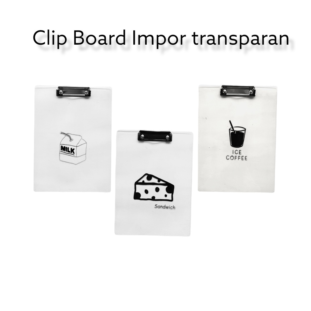 Jual Clip Board Impor Transparan bahan Plastik Mika Ukuran A4 ( 220 x ...