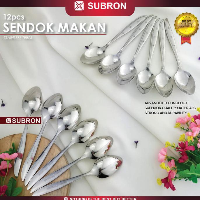 Jual Subron 12Pcs Sendok Garpu Tebal Stainless Steel Spoon Fork 18Cm ...
