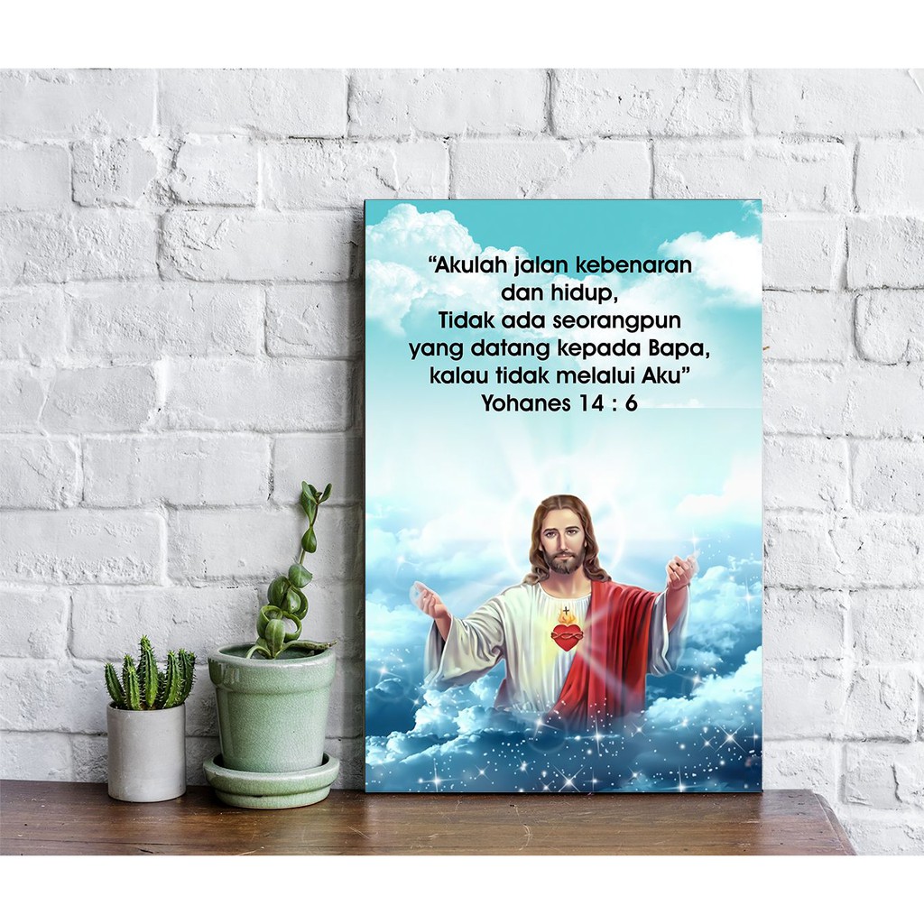 Jual poster kayu yohanes 14 ayat 6 wall decor nasrani kutipan injil ...