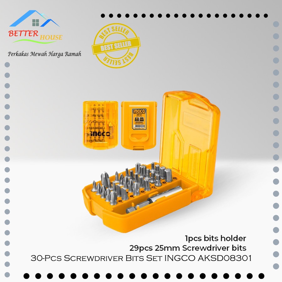 Jual Mata Bor Obeng Plus Minus 30-Pcs Screwdriver Bits Set INGCO ...