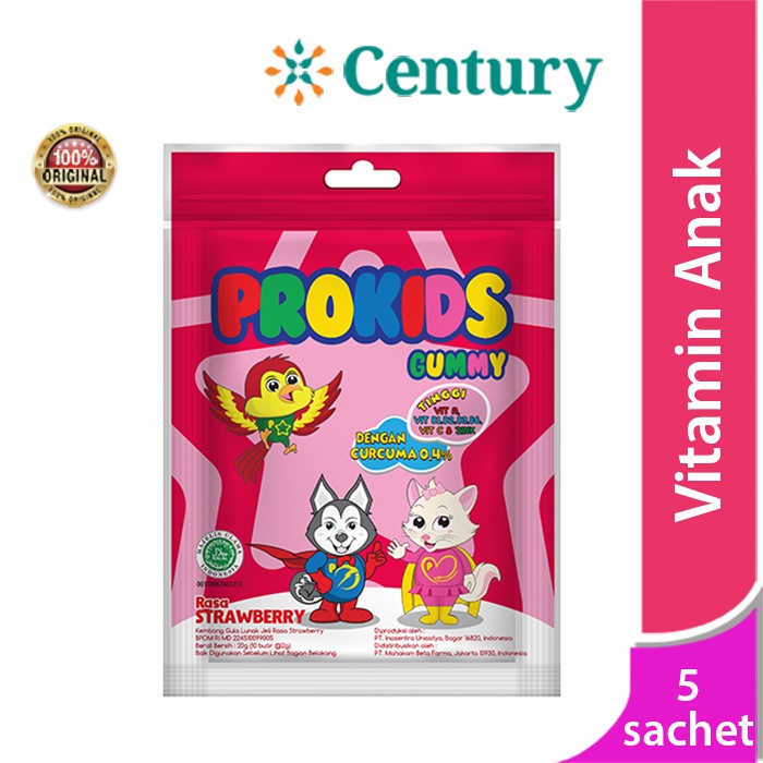 Jual Prokids Gummy Strawberry 5 Sachet @20gr / Multivitamin Anak ...