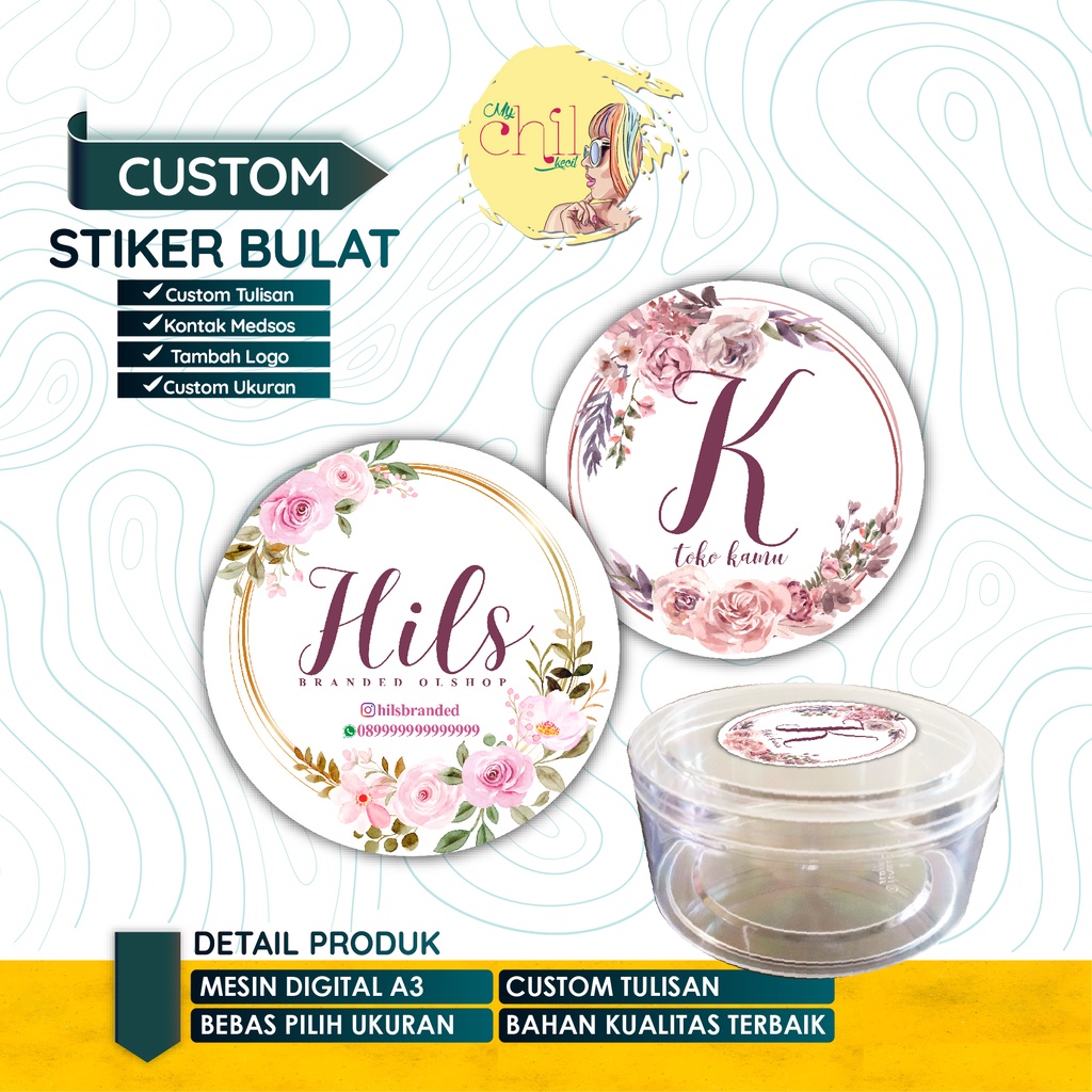 Jual STIKER COOKIES / STIKER BULAT BUNGA / STIKER BUNGA / STIKER LOGO ...