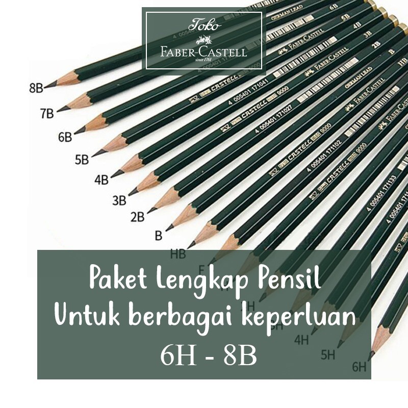 Jual Paket Pensil 6H - 8B Faber Castell Lengkap 3H F HB 2B 3B 8B 16pcs | Shopee Indonesia