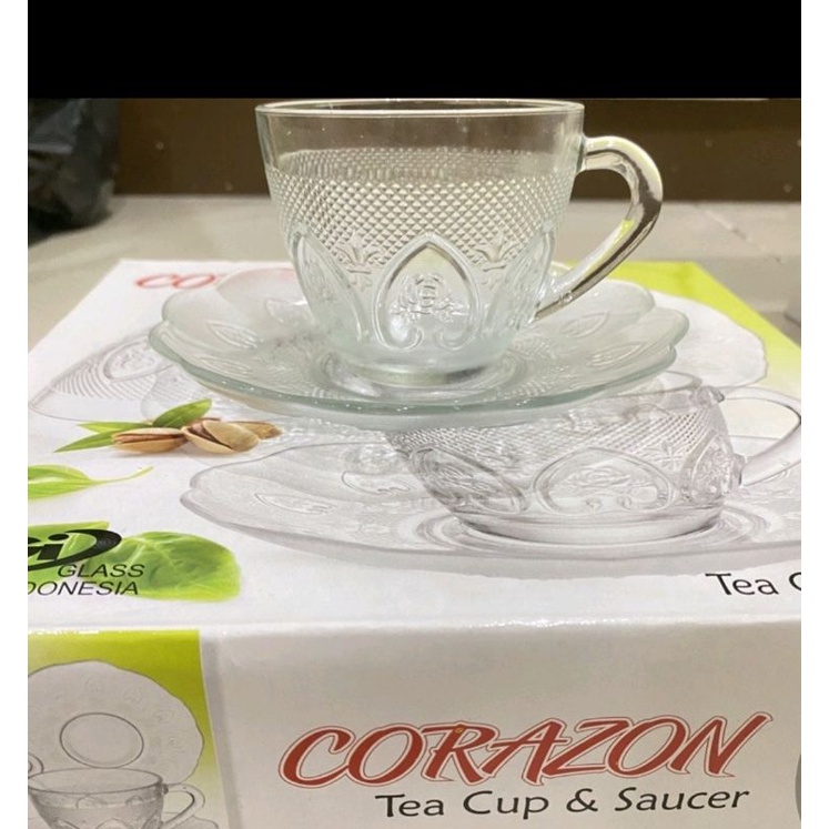 Jual cangkir beling dengan tatakan tipe Corazon 8 pcs dan 12 pcs (per ...