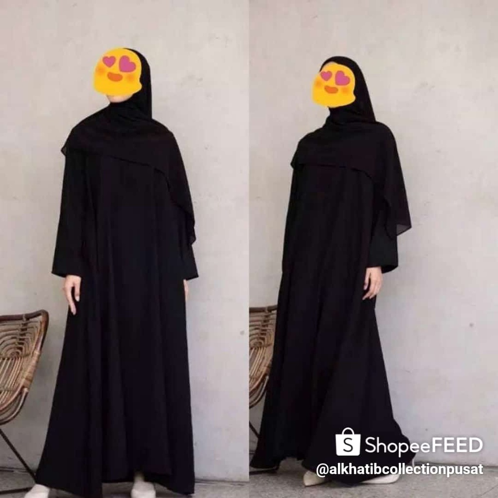 Jual Abaya Basic Polos Hitam Busui jetblack saudi | Shopee Indonesia