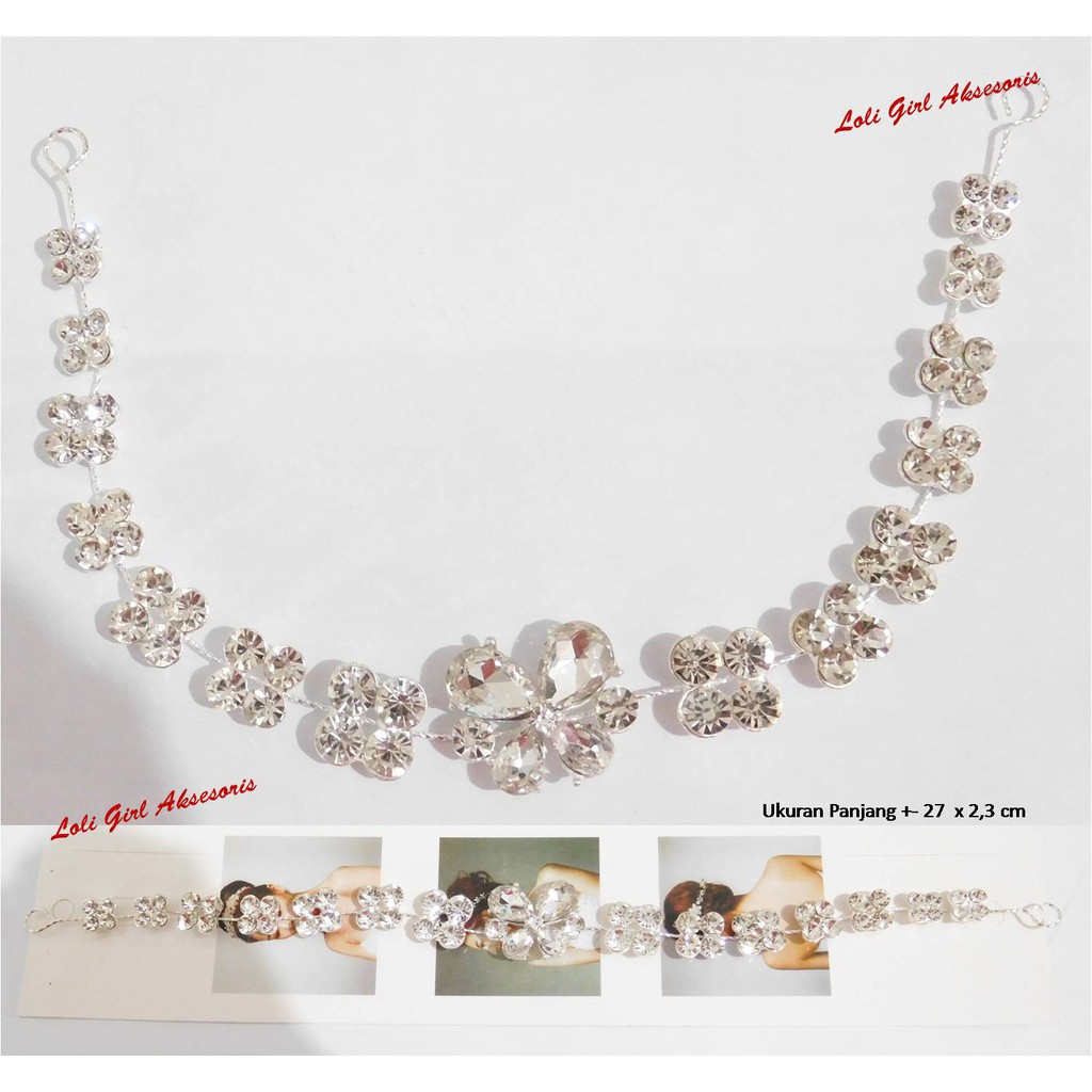 Jual Hiasan Rambut Rambatan Tiara Pengantin Silver Kristal Bunga Blink ...