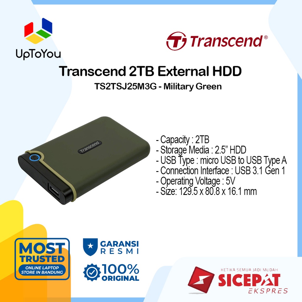 Jual Transcend HardDisk 2TB M3 Green (TS2TSJ25M3G) | Shopee Indonesia