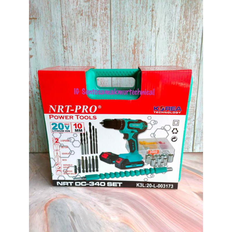 Jual NRT PRO DC 340 HD SET 20V Bor Beton Cordless Baterai Cas 10 MM 20 ...