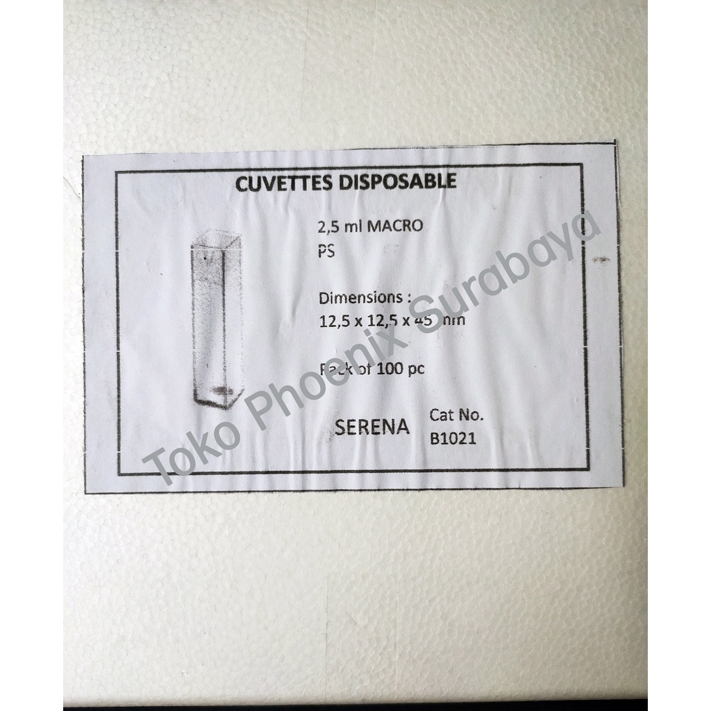 Jual CUVETTES DISPOSABLE 1,5 ml SEMI-MICRO / CUVETTES DISPOSABLE 2,5 ml ...