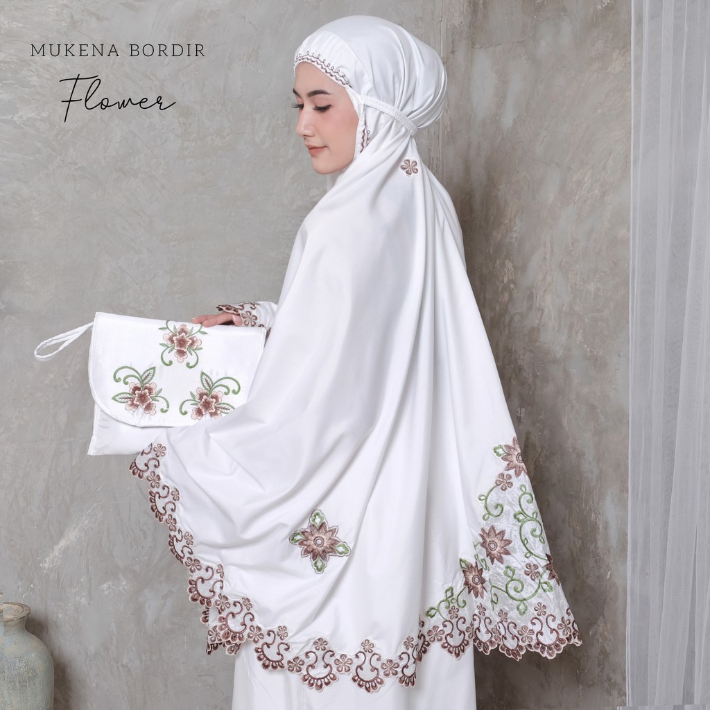 Jual Mukena Dewasa Bordir Renda Punggung rose ||Mukena Dewasa Murah ...