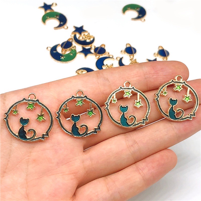 Jual Charm Bulat Kucing Malam Night Cat Star untuk Aksesoris DIY ...