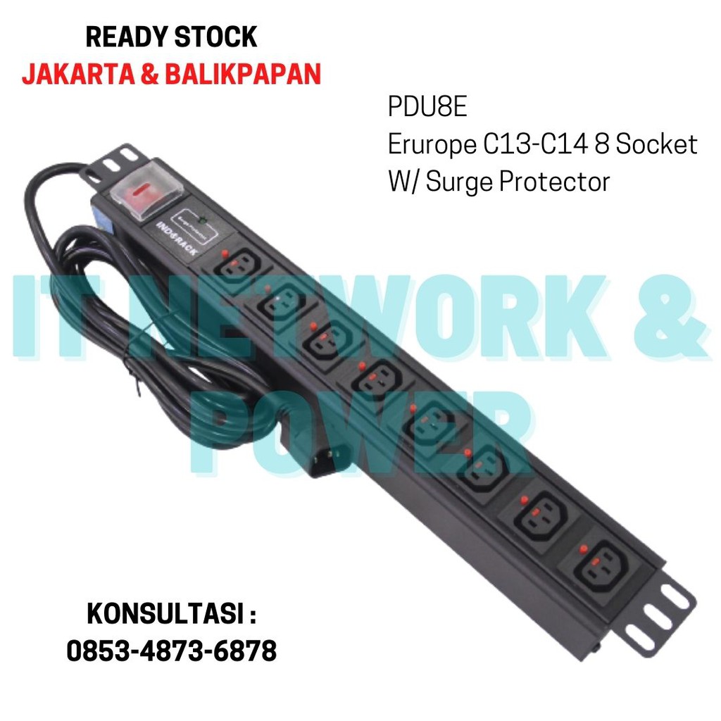 Jual INDORACK PDU 8 SOCKET GERMANY C13 MULTI STOP KONTAK RACK SERVER ...